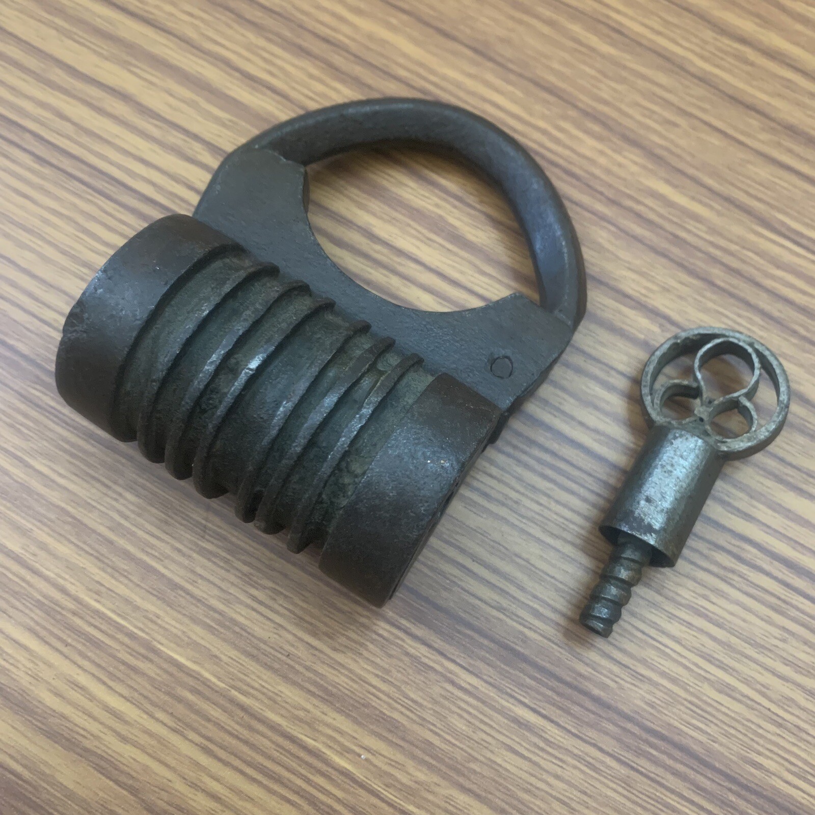 1850's Antique Iron SCREW TYPE padlock or lock w/ original key ...