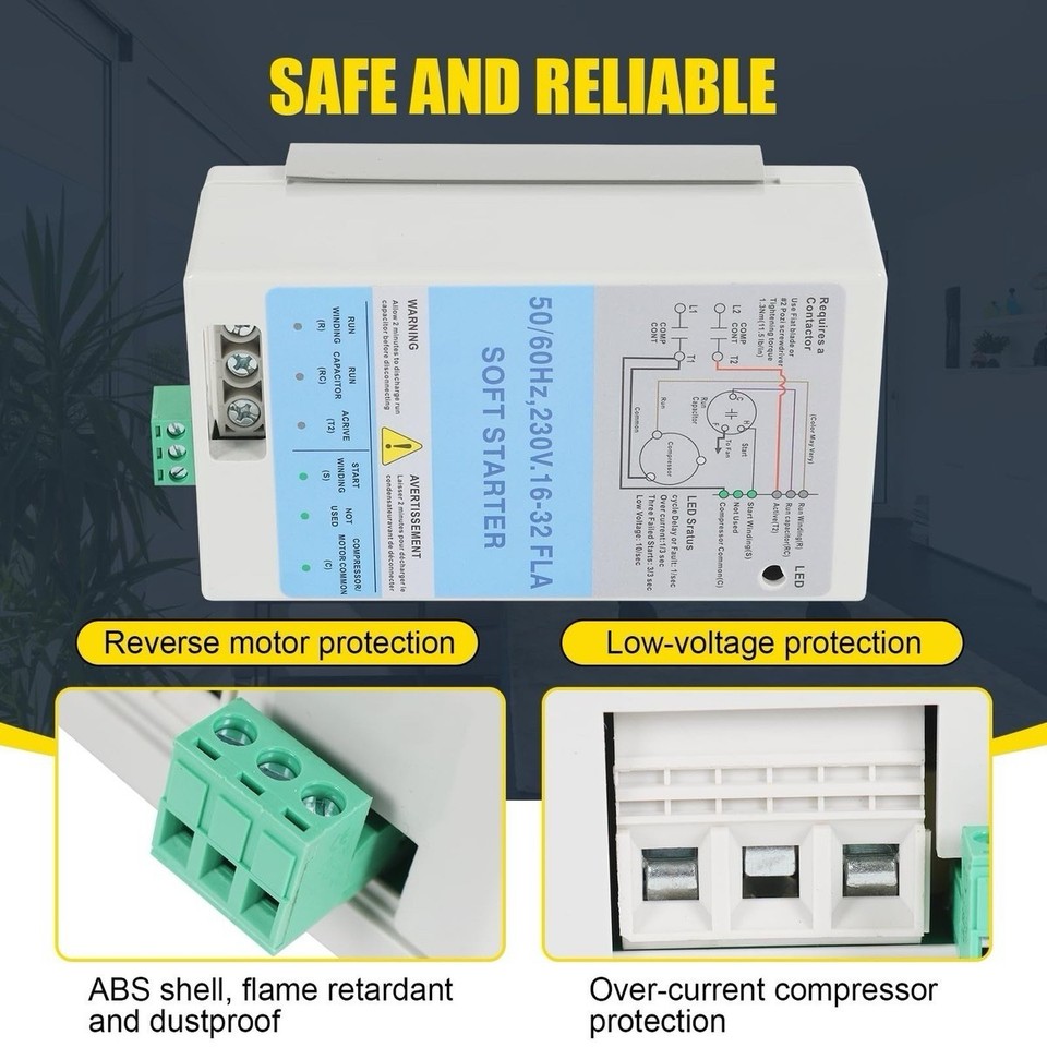 16-32A Soft Start Works on 4-7 Ton AC, Soft Starter for Easy Start with ...