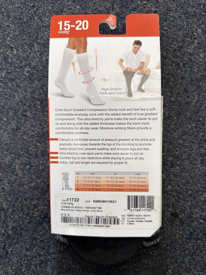 Therafirm Core-Spun Gradient Compression Socks, Knee High, 15-20mmHg ...