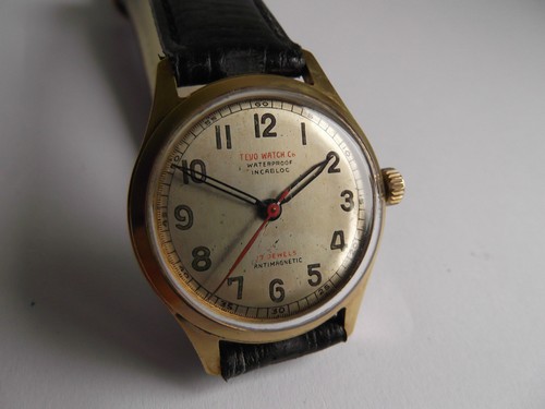 Tevo Watch Co 17 Jewel Gold Plated Mechanical Working Rare Vintage ...