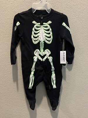 Old Navy Baby/Infant Sleeper Pajamas Size 3-6 Months Halloween Skeleton ...