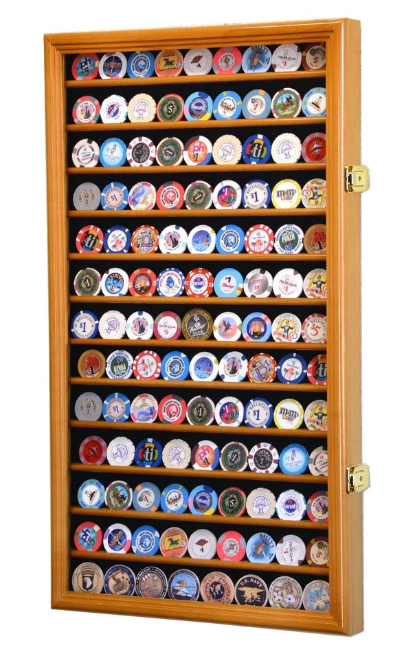 Large Coin Poker Casino Chip Display Case Cabinet Wall Rack 98% UV ...