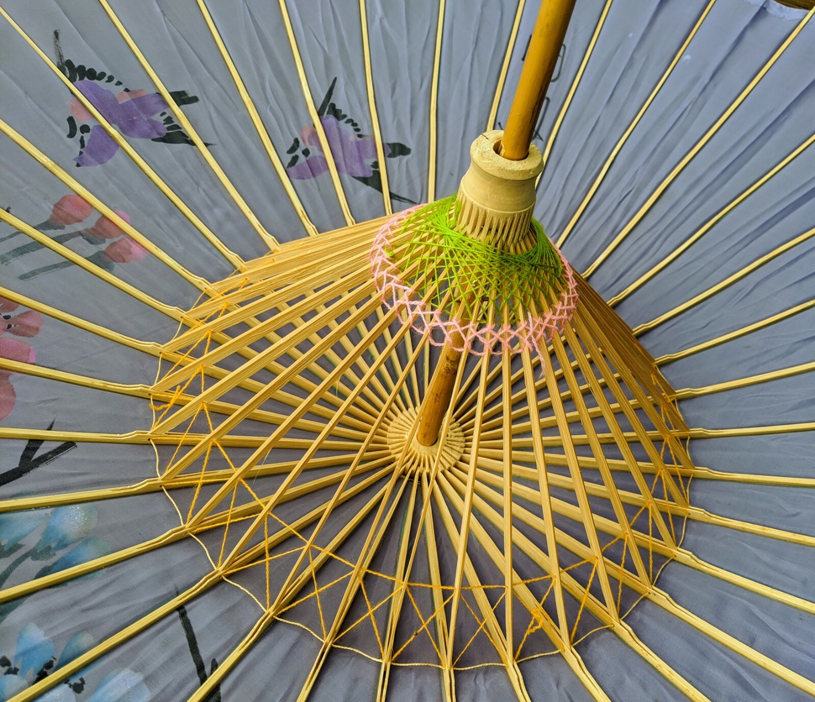 Asian Pink Blue Paper Bamboo Umbrella Parasol Orienta… - Gem