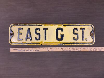 Vtg EAST G ST Street/Road Sign 24 "x 6" Pressed/Embossed/Raised Steel ...