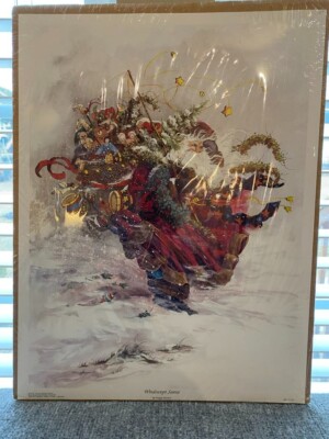 PEGGY ABRAMS "WINDSWEPT SANTA" ART PRINT UNFRAMED | eBay