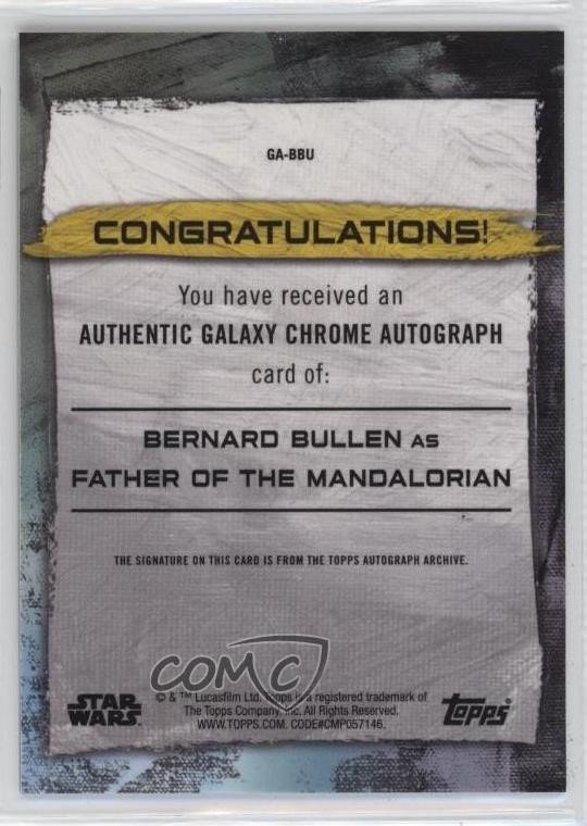 2022 Chrome Star Wars Galaxy Purple Refractor 7/50 Bernard Bullen as ...