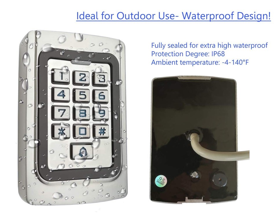 IP68 Waterproof Universal 12V 24VDC Metal Case Digital Wired Keypad for ...