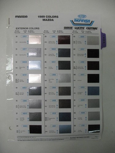 1989 Mazda Dupont 31 Paint Chips Color Information Car Auto Automotive ...