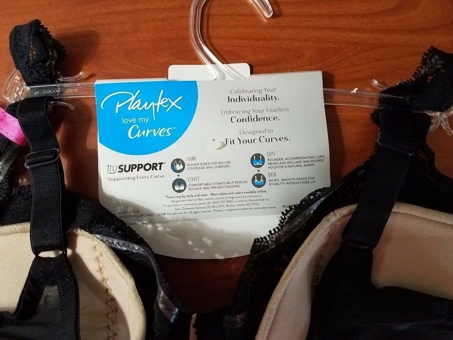 NEW PLAYTEX LOVE MY CURVES LIFT BRA BLACK STYLE 4514 SIZE 42C 40D 36DDD ...