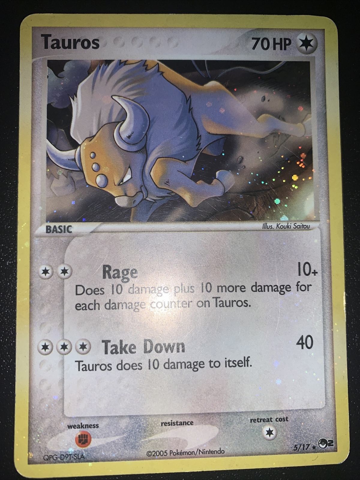 2005 Tauros Black Star Promo Rare Holo Card 5/17 Pokemon POP Series 2 ...