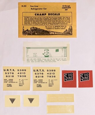 CHAMP O SCALE DECAL-SOO LINE REFRIGERATOR CAR-BLACK & WHITE LETT - #R ...