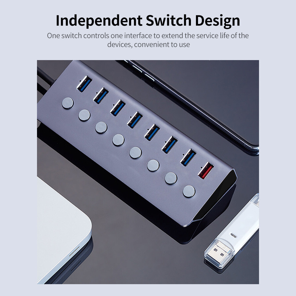 Multifunctional 8 Ports USB Hub USB Extension Converter with 7 USB3.0 ...