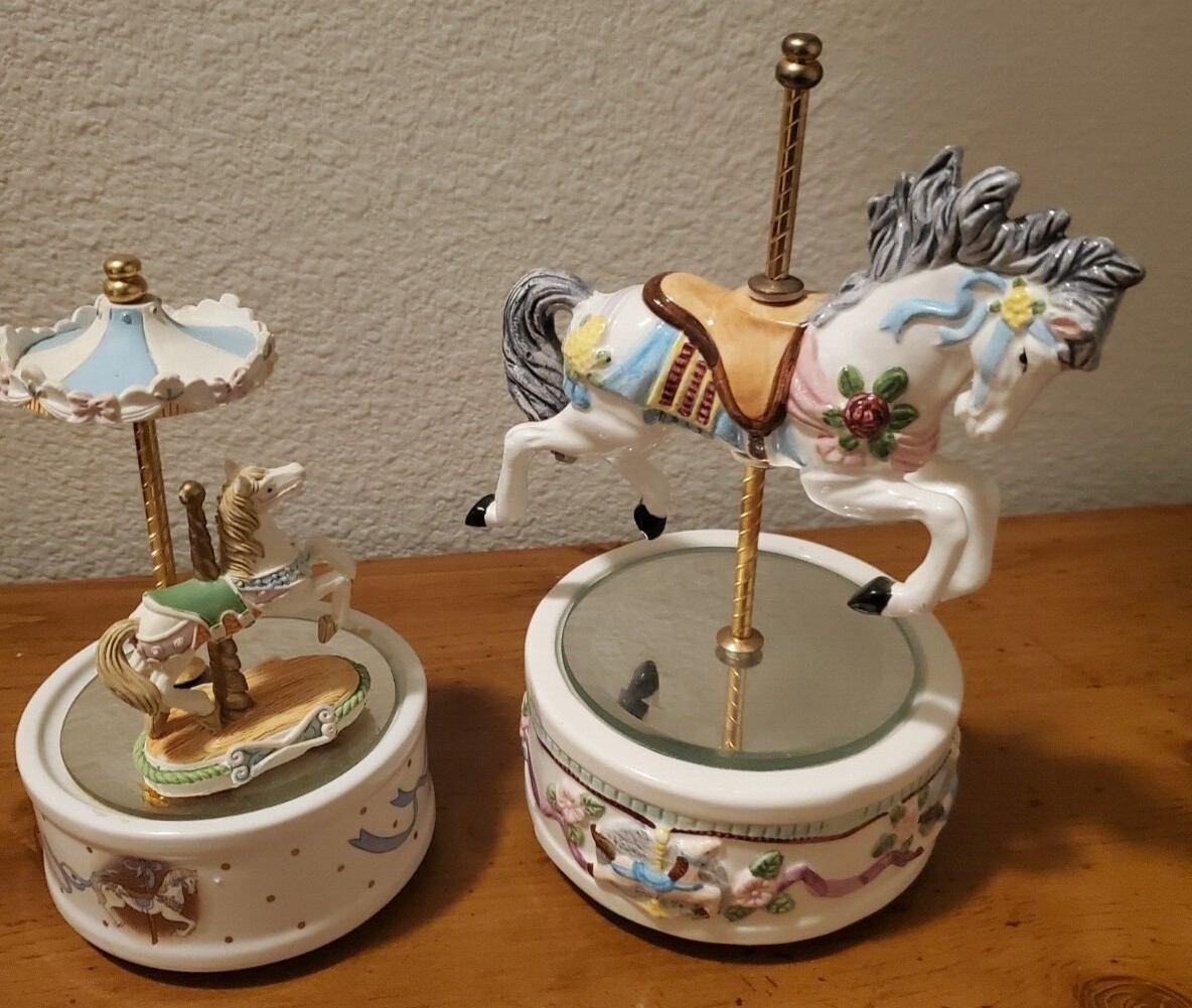 Lot of 2 Carousel Musical Horses | eBay