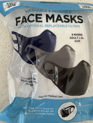 Safe+Mate | Washable & Reusable Cloth Face Masks 3 Pack w/ Filters ...