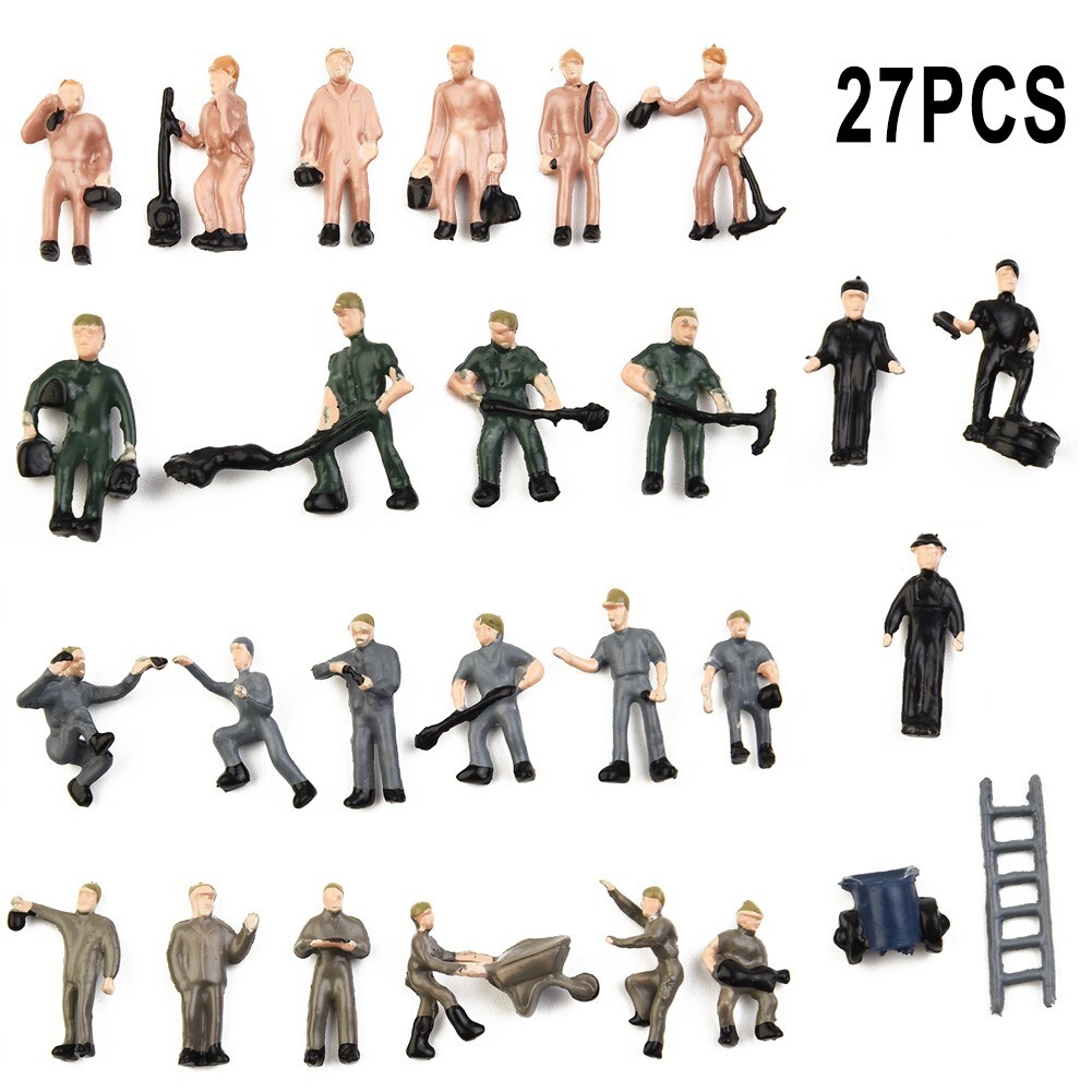 27pcs Model Railway Train People Figures HO-OO Gauge 15-22mm WORKMAN ...