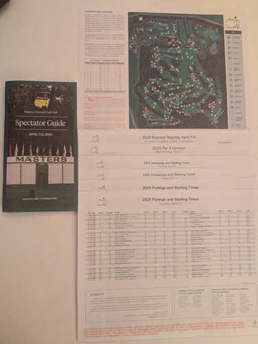 2025 Masters Pairing Sheets, Spectator Guide, map. Watch Rory make ...