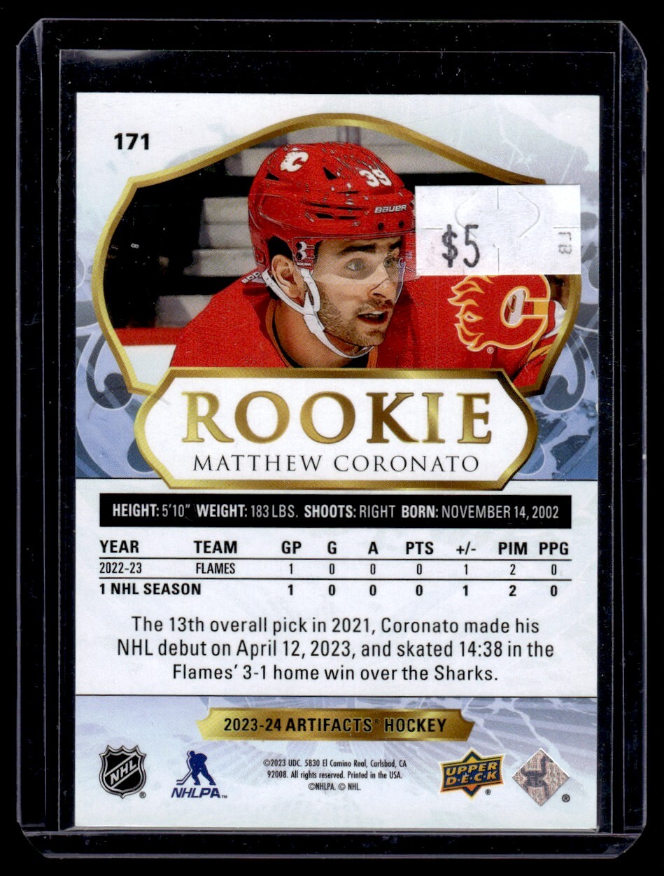 2023-24 Upper Deck Artifacts Ruby RC Matthew Coronato RC /499 Calgary ...