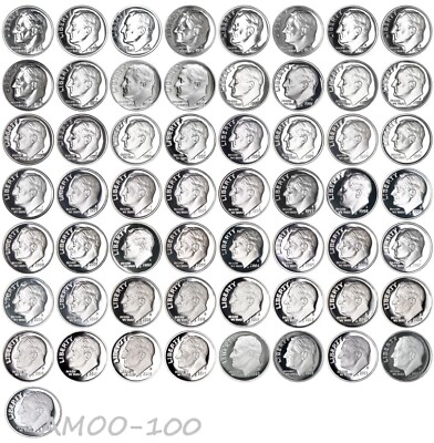 1968-2025 S Proof Clad Roosevelt Dime 58 Coin Set | eBay
