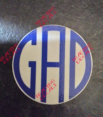 Circle Monogram Vinyl Decal Sticker Magnet| Custom Personalized Letters ...