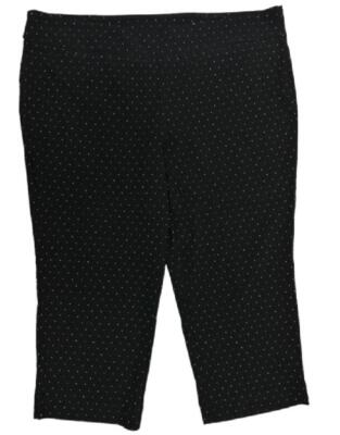 Intro Love the Fit Capri Pants 22W Pull On Stretch Black Colorful Dot ...