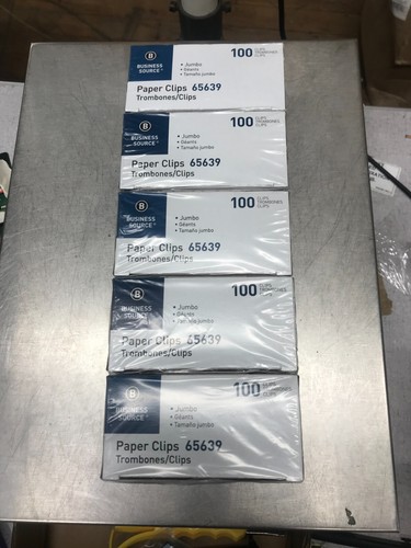 100 Boxes -Jumbo Paper Clips Business Source 100 Paper Clips per Box ...