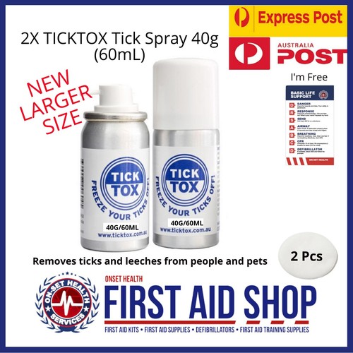 2x TICKTOX Tick Spray 40g (60mL) Ticks & Leeches Off also Pet Safe ...