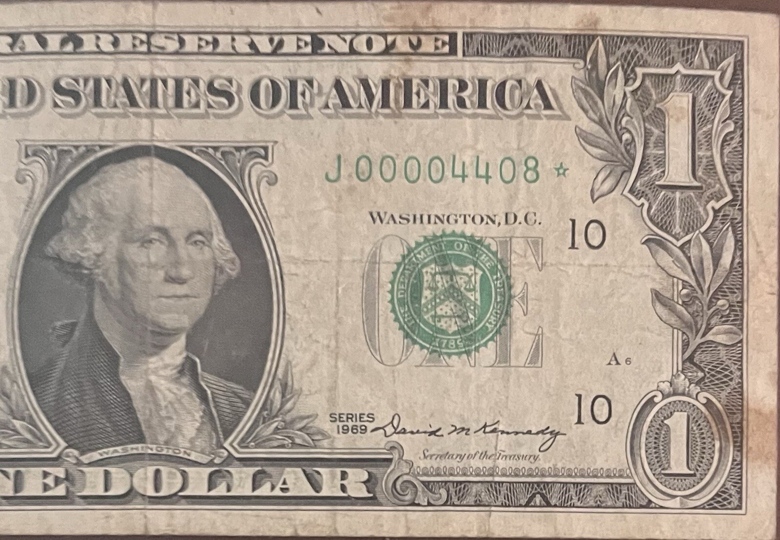 1969 $1 FRN VERY LOW 4 Digit Serial Number Star Note (4408⭐️ ...