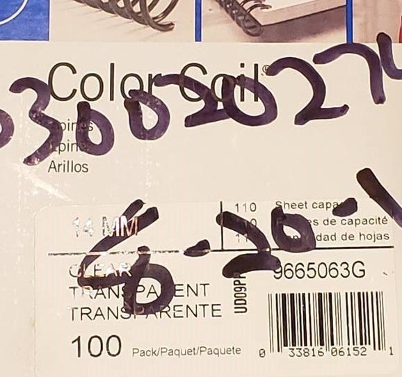 GBC - COLOR COIL SPINES " CLEAR " 6, 8, 10, 12, 14, 16, 18, 20, 22, 25 ...