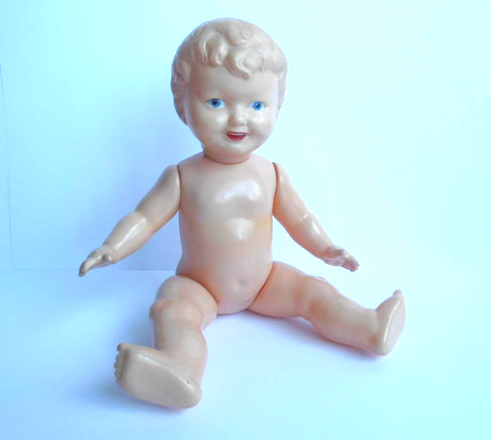 1950s USSR Russian Soviet CELLULOID OHK Toy Doll Little BABY GIRL Pups ...