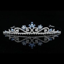 Handmade Bridal Blue Rhinestone Crystal Prom Wedding Floral Tiara 8797 ...