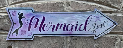 Mermaid Zone Directional Metal Arrow Sign 17" x 5" ↔ Merfolk Beach Pool ...