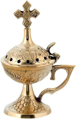 Engraved Brass Christian Orthodox Incense Burner Censer with Cross ...