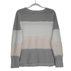 Doe and Rae Gray Pink Knit Sweater Womens Size L Ruffles Colorblock ...