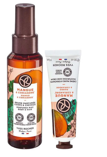 Yves Rocher Mango Coriander Spray, Cream Gift Kit Bath Body Routine Set ...