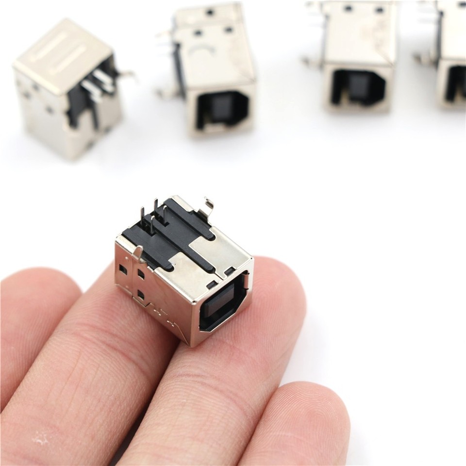 10Pcs USB Female Type-B Port 4-Pin Right Angle PCB DIP Jack Socket GSSS ...