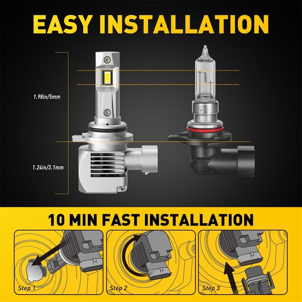 H11 H4 9005 9006 9007 H13 9004 9012 LED Headlight Bulb 80000LM High/Low ...