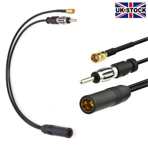 FM/AM DAB + Car Radio Active Antenna Aerial Splitter Adapter Cable SMA ...