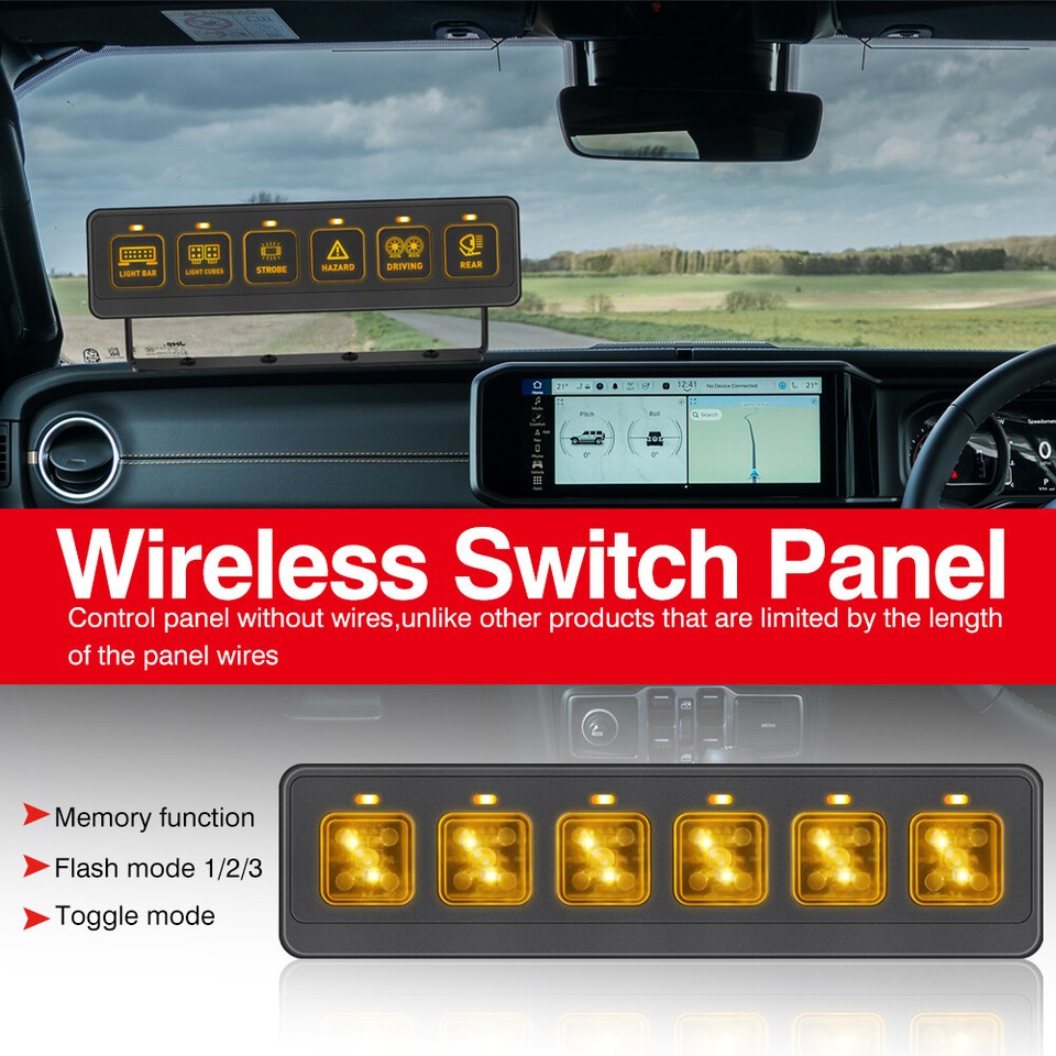 For Ford F150 F250 F350 Wireless 6 Gang Switch Panel Auxiliary For LED ...