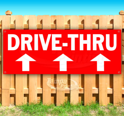 DRIVE-THRU Advertising Vinyl Banner Flag Sign Many Sizes DIRECTIONAL | eBay