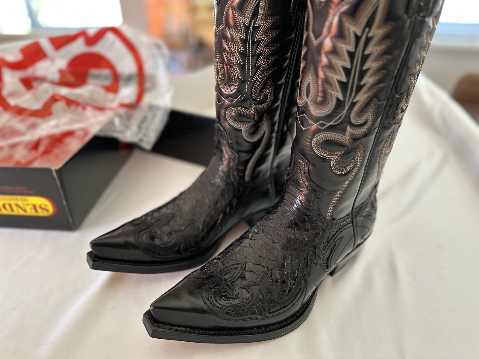 Sendra Cowboy Boots Black Python Snake Leather BRAND … - Gem