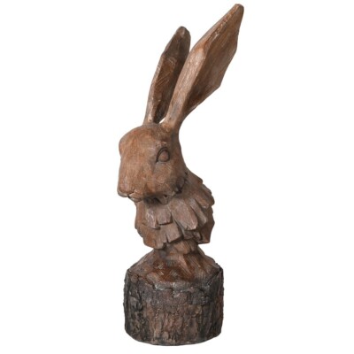 Wood Effect Hare/Rabbit On Stand Ornament Home Decor Stylish Accessory ...