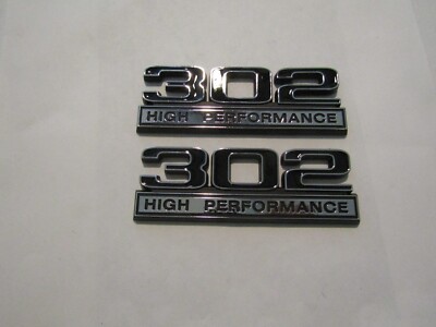302 HIGH PERFORMANCE EMBLEMS 2PCS FITS FORD MERCURY CHEVROLET 5.0 5.0L ...