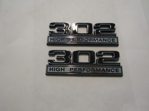 302 HIGH PERFORMANCE EMBLEMS 2PCS FITS FORD MERCURY CHEVROLET 5.0 5.0L ...