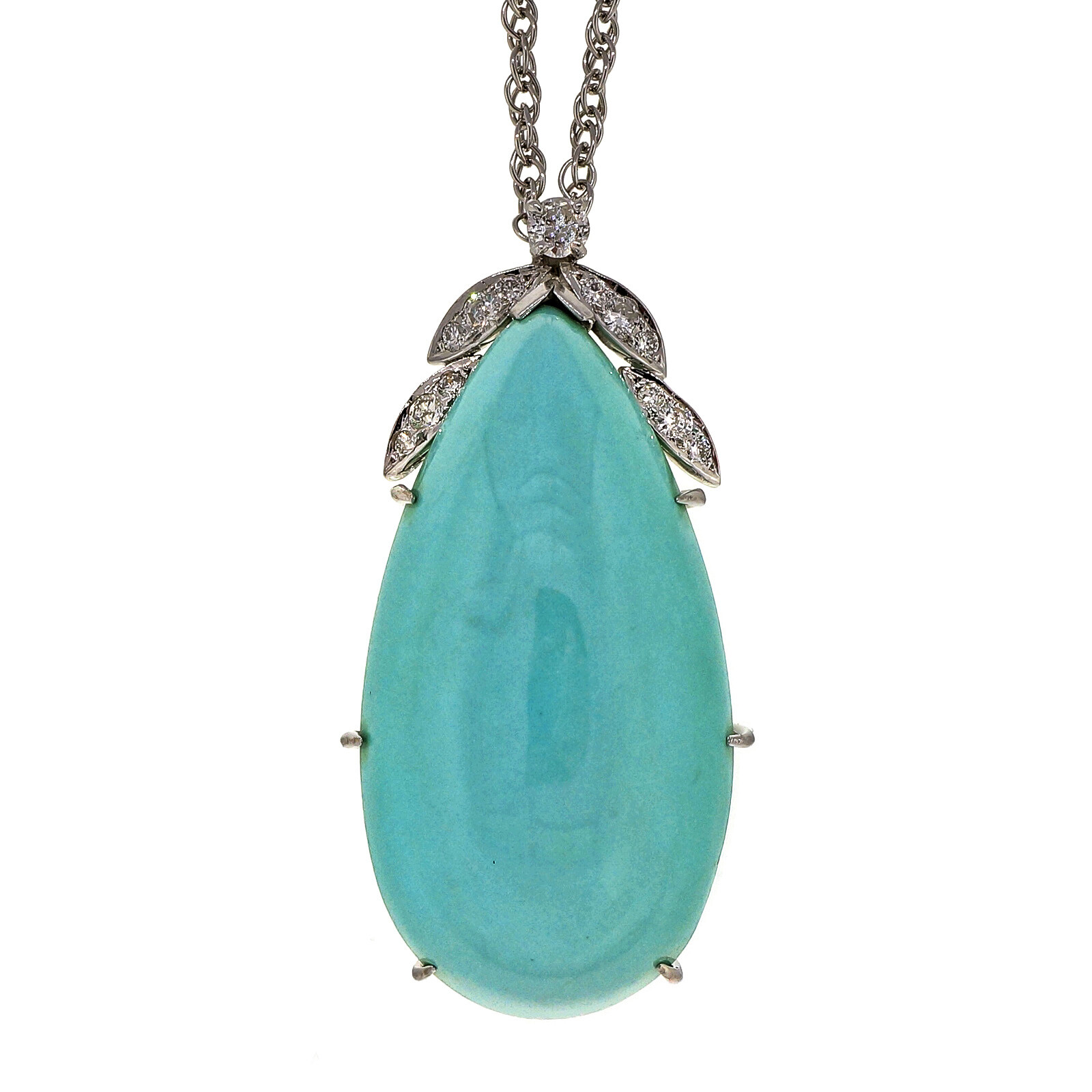 Vintage Neil Levenson Estate Natural Turquoise 14k White Gold Diamond ...