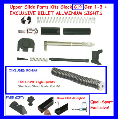 Upper Slide Parts Kits Glock G19 + BONUS Stainless Guide Rod, FREE ...
