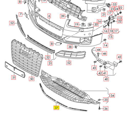 Genuine 2009-2015 Audi A8 S8 Quattro 4H2 4H8 4HC 4HL Front Spoiler ...