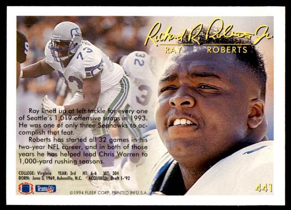 1994 Fleer Ray Roberts Seattle Seahawks #441 | eBay
