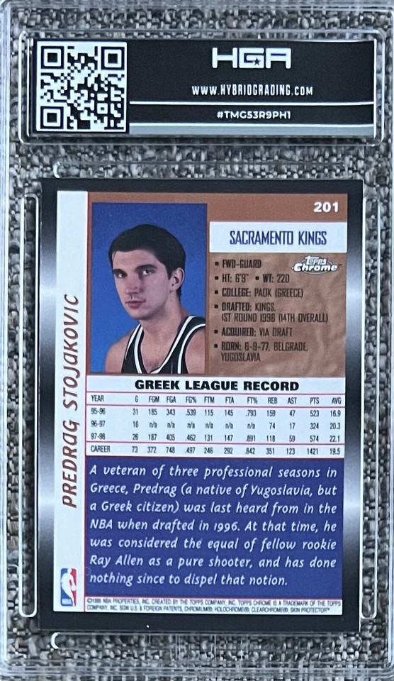 1998-99 Topps Chrome Predrag Stojakovic RC HGA 8.5 NM-MT+ Peja | eBay