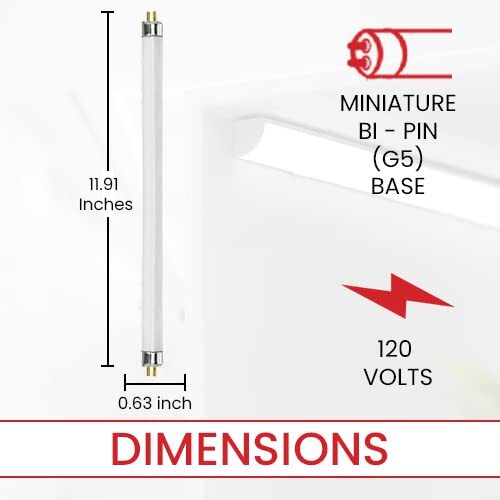 Pack Of 6 F8T5/WW - T5 Fluorescent light bulbs 3000K Warm White - 8 ...