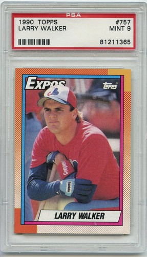 PSA 9 Larry Walker 1990 Topps #757 RC Rookie Card HOF Expos Set ...